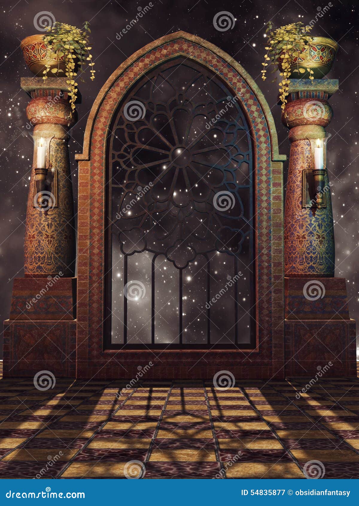 Palace Fancy Window. Gothic Arch Stone Medieval Window. Brick, Stone ...