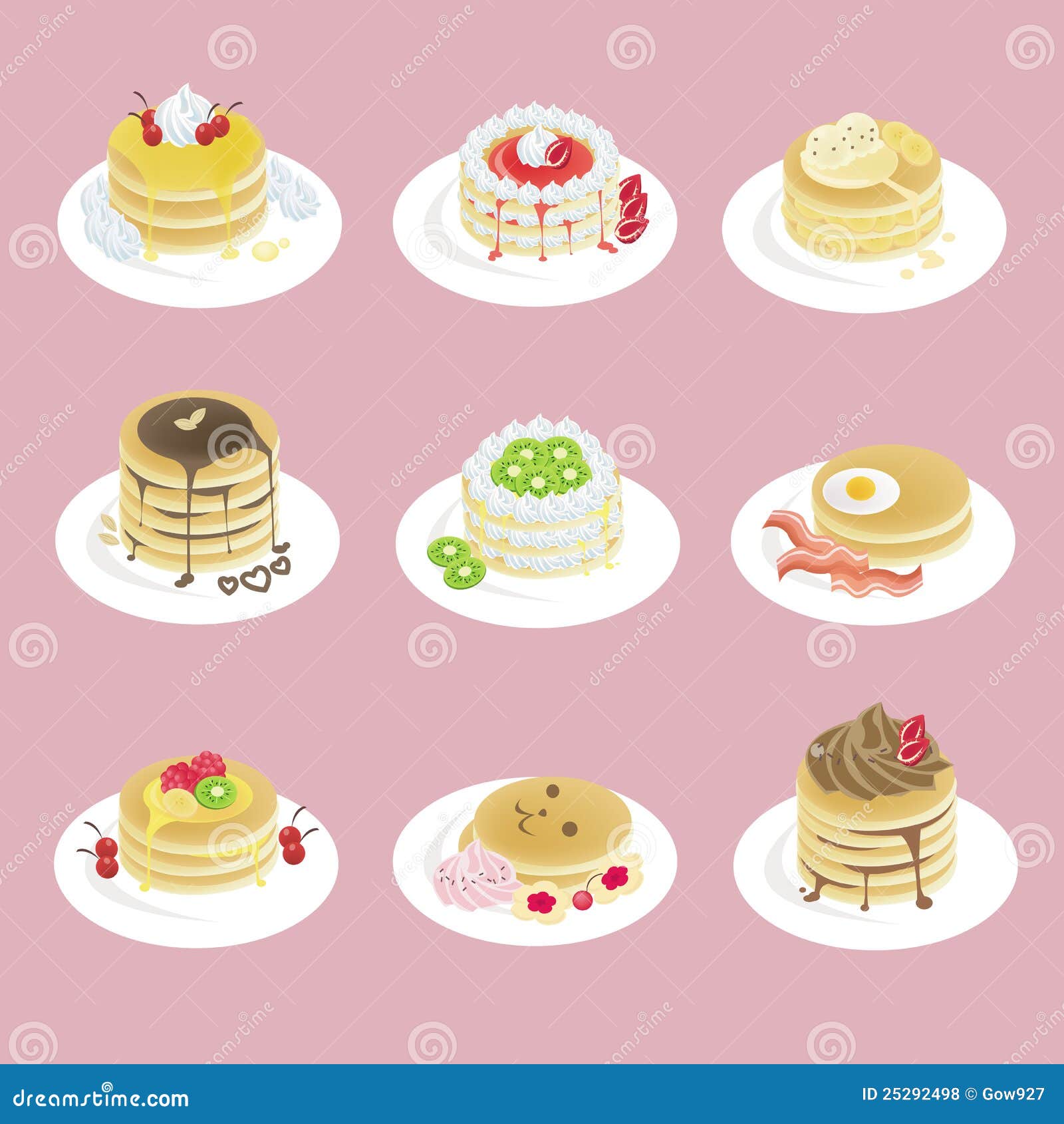 Fancy Pancakes with 9 Different Look Stock Vector - Illustration of ...