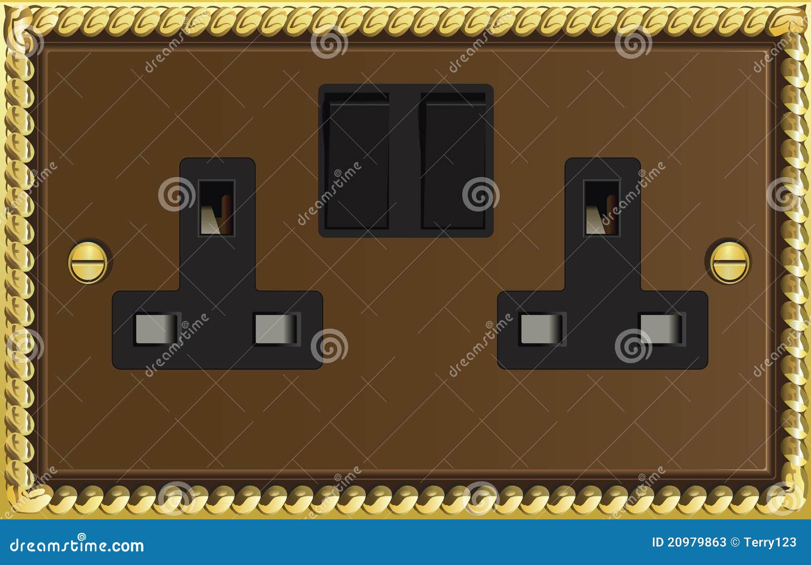 Fancy plug socket outlet stock vector. Illustration of brass - 20979863