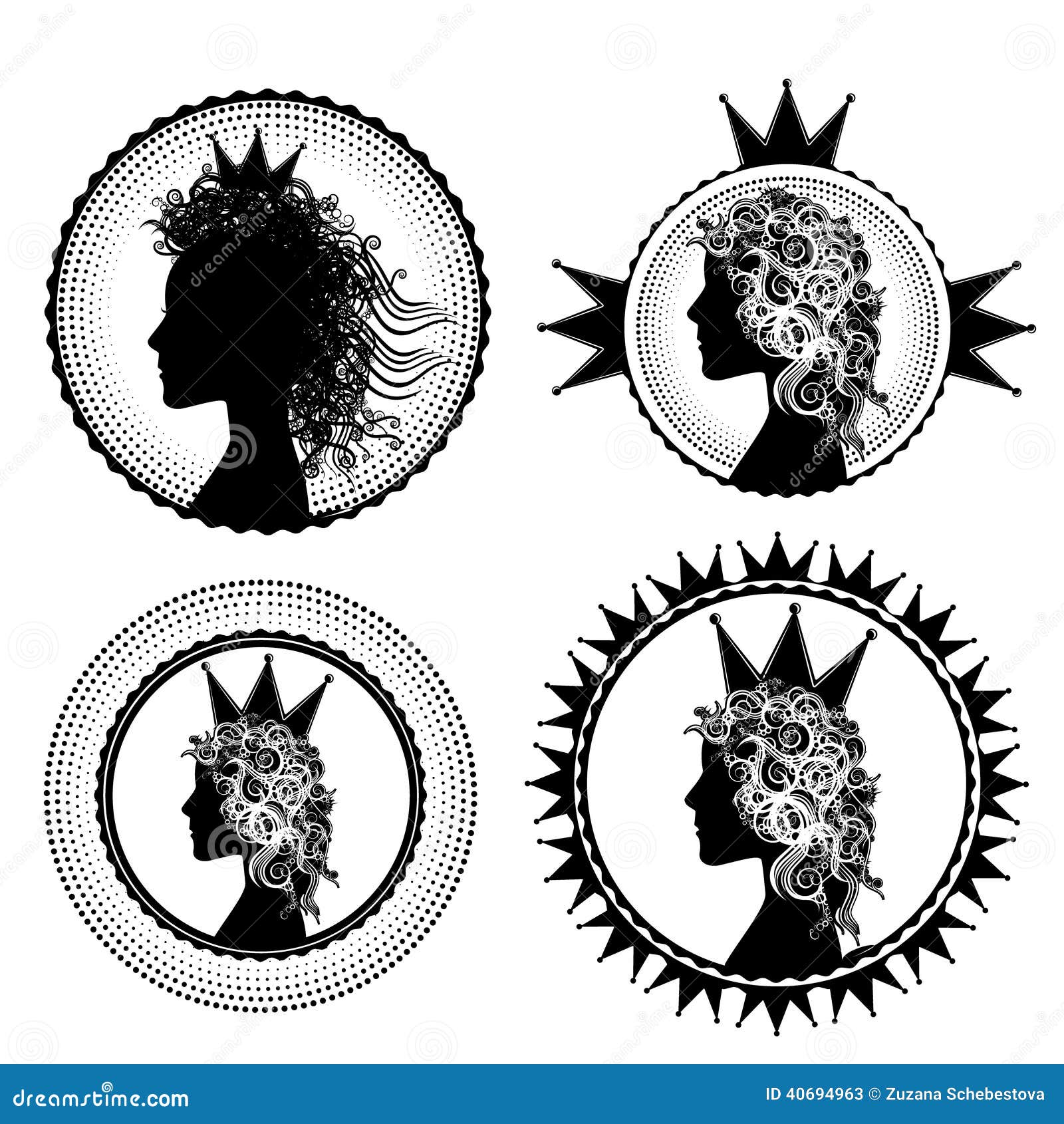 Fancy Princess Profile And Royal Symbols Illustration Royalty-Free ...