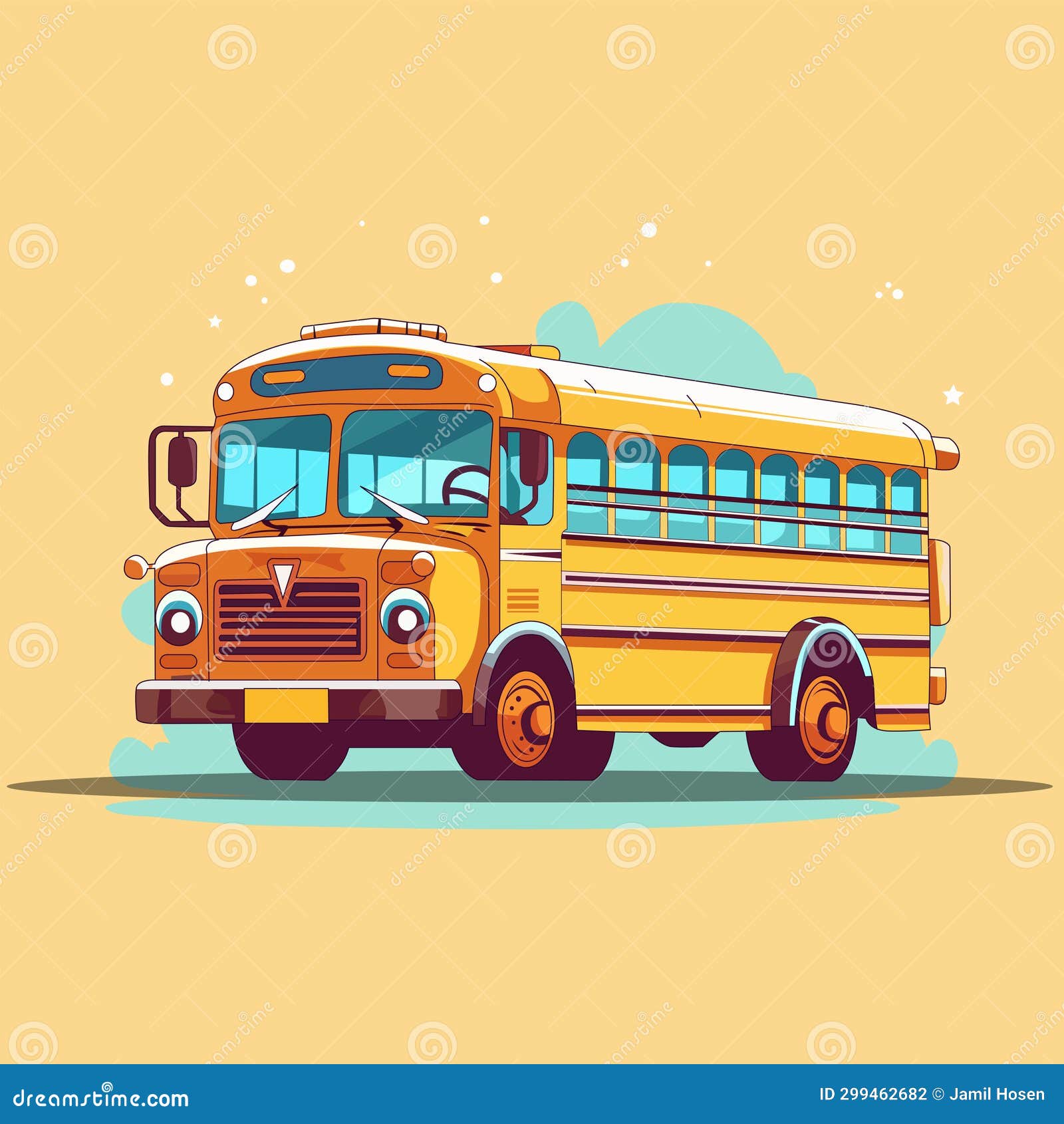 Fancy School Bus Cartoon Vector Stock Illustration - Illustration of ...