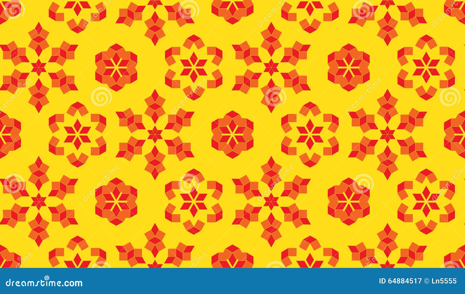 Fancy Seamless Pattern Of Red And Orange Geometrical Elements On Yellow ...