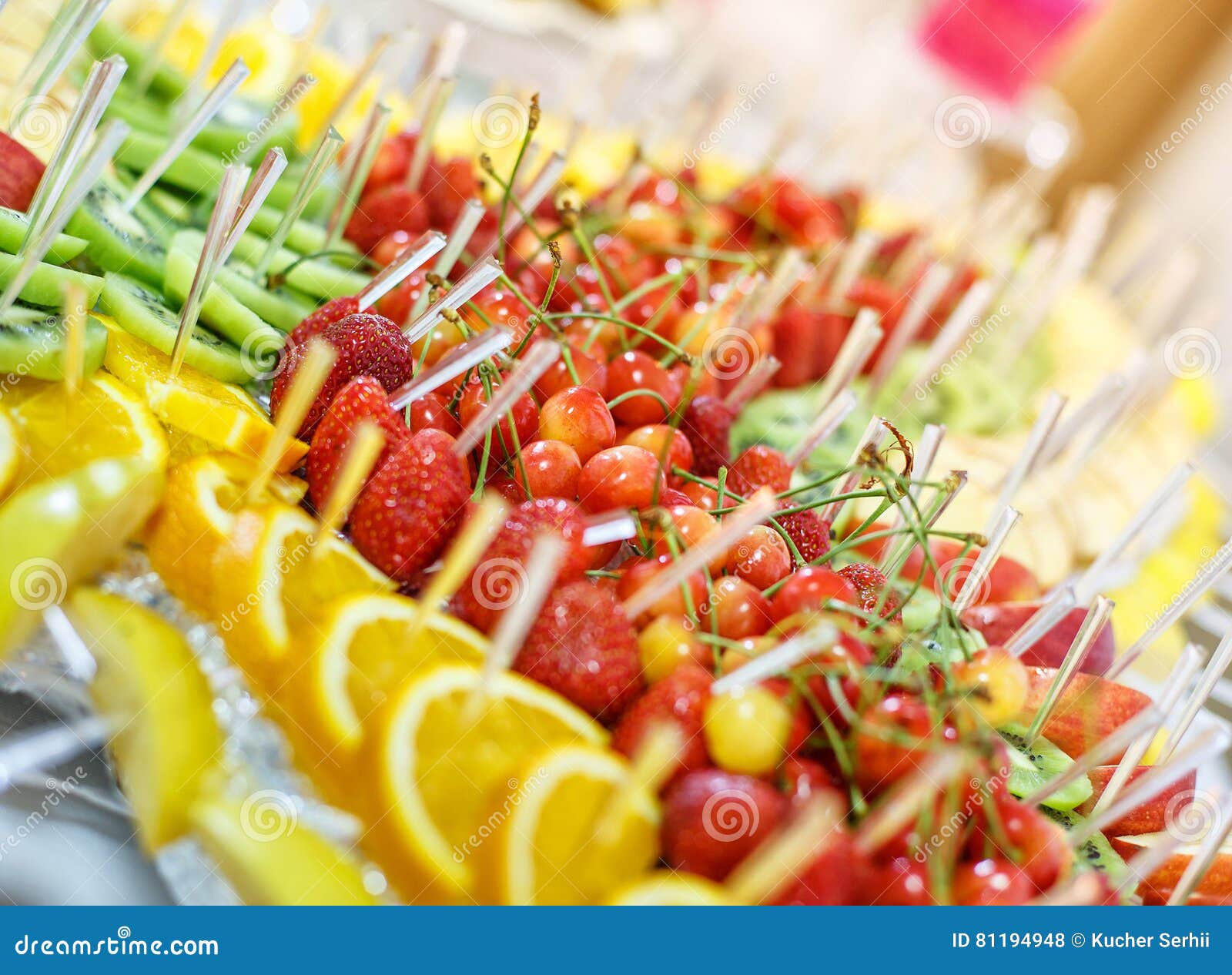 Fancy Served Fruit Buffet on Luxurious Party Table in Restaurant. Stock ...