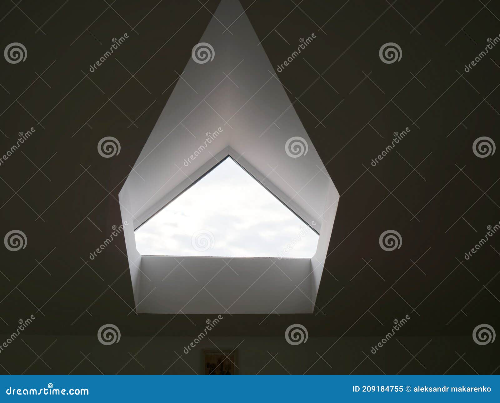 Fancy Shaped Attic Window Interior of the Room Stock Image - Image of ...