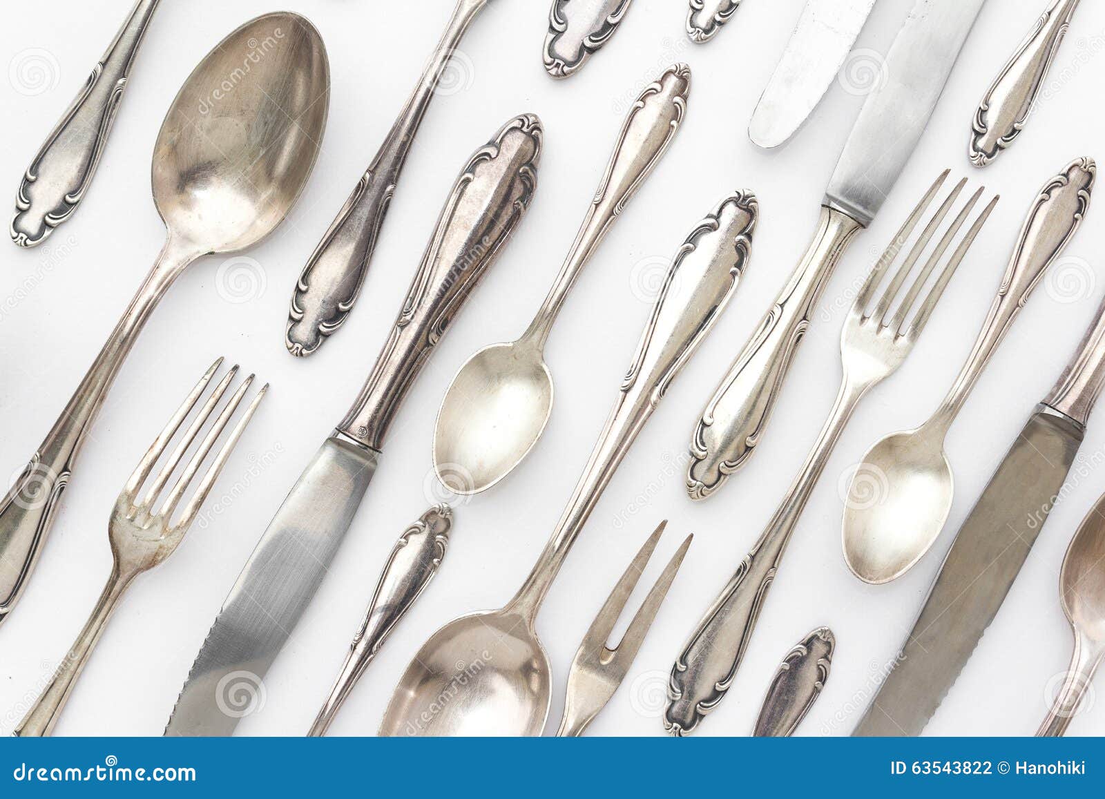 Fancy Silver Cutlery Set on White Stock Photo - Image of knife ...