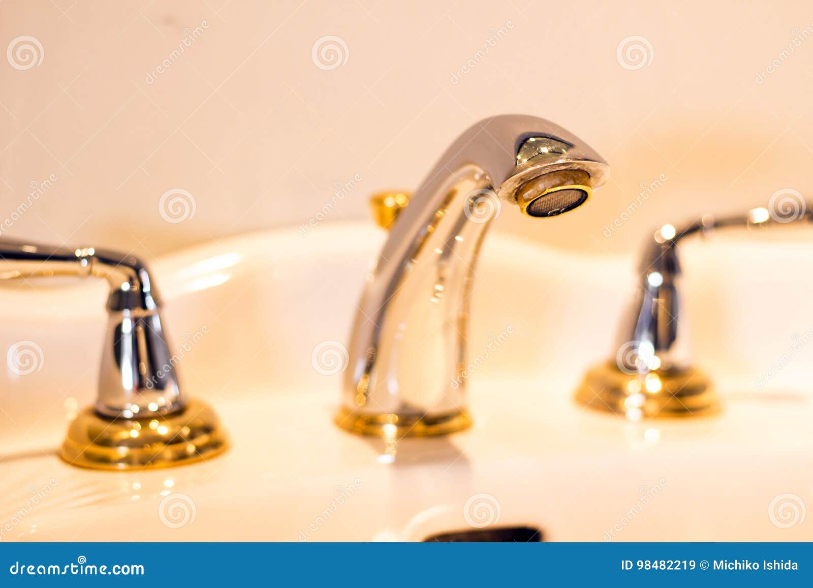 Fancy Silver and Gold Faucet Stock Image - Image of washbasin, wash ...
