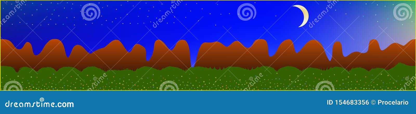 Fancy Sky, and Mountains Landscape. Stock Vector - Illustration of ...