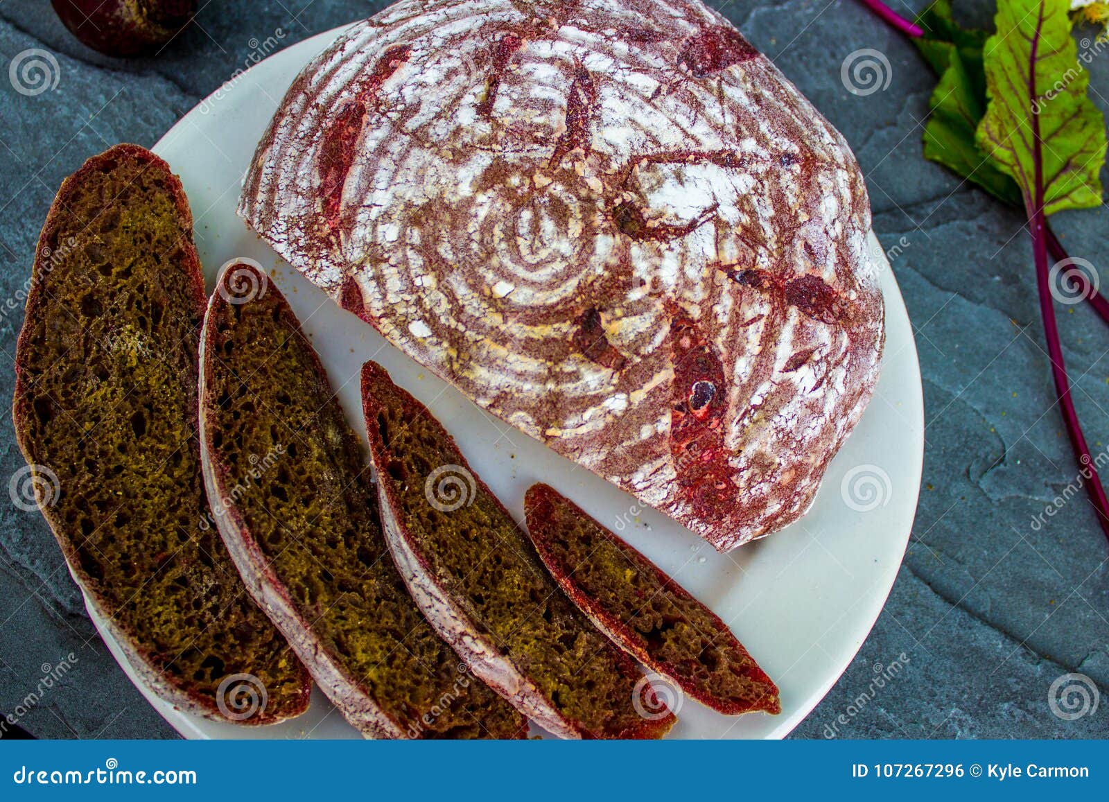 Fancy Sliced Loaf of Beet Bread on Table Stock Photo - Image of good ...