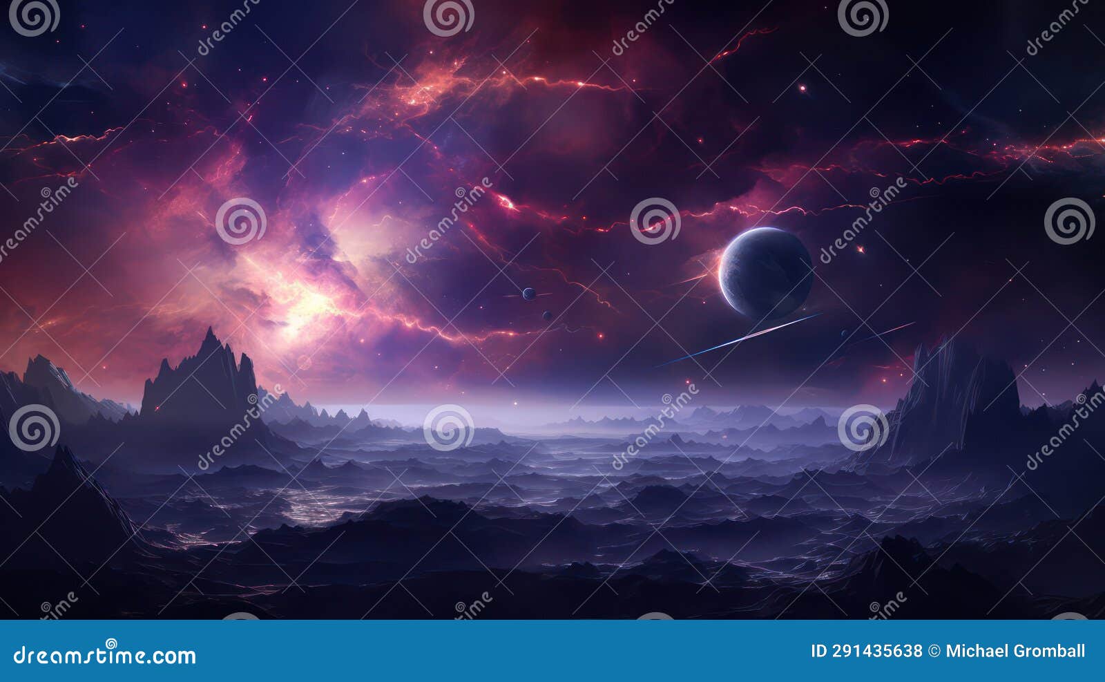 Fancy Space Background Created with Generative AI. Full Moon, Stars and ...