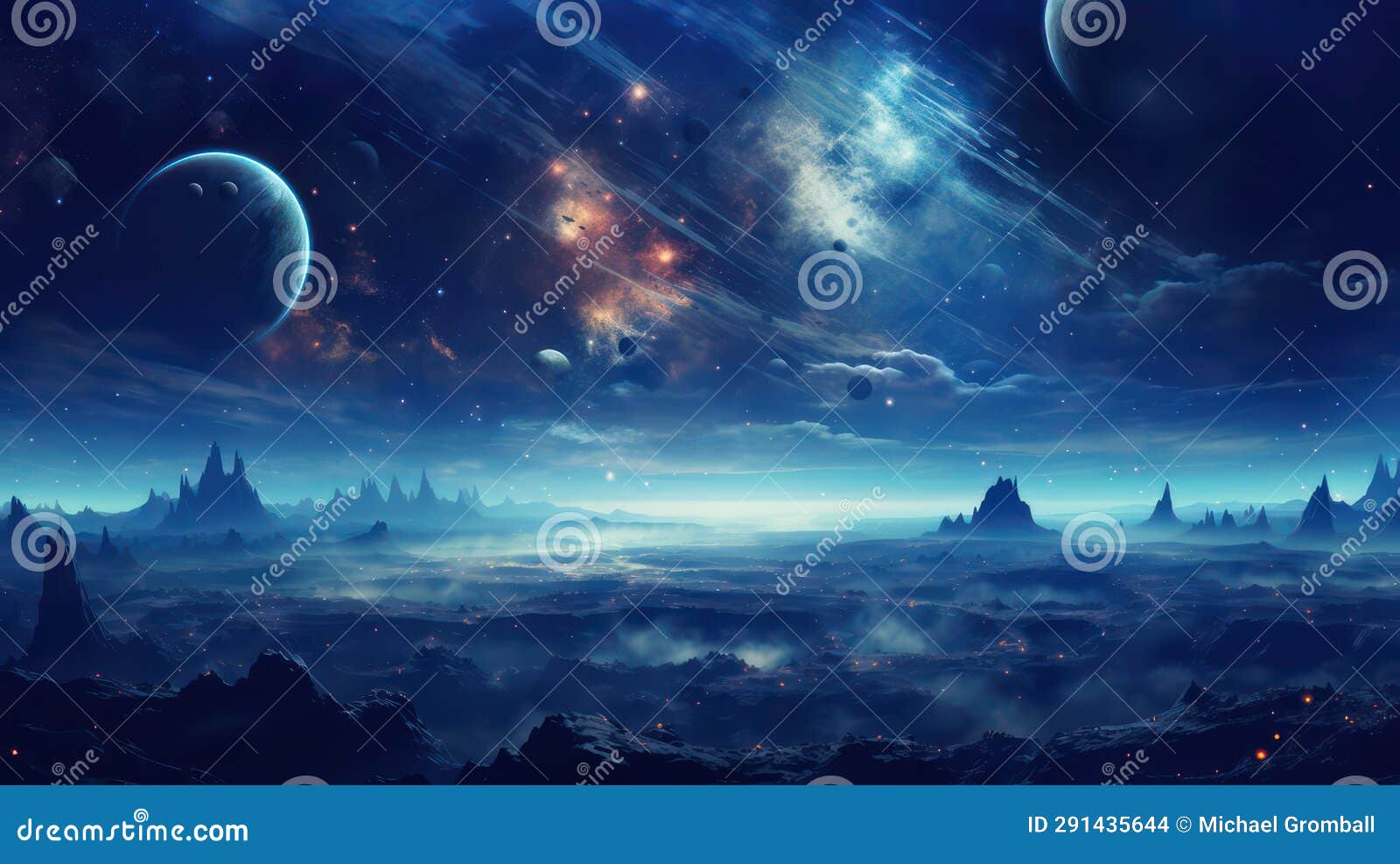Fancy Space Background Created with Generative AI. Full Moon, Stars and ...