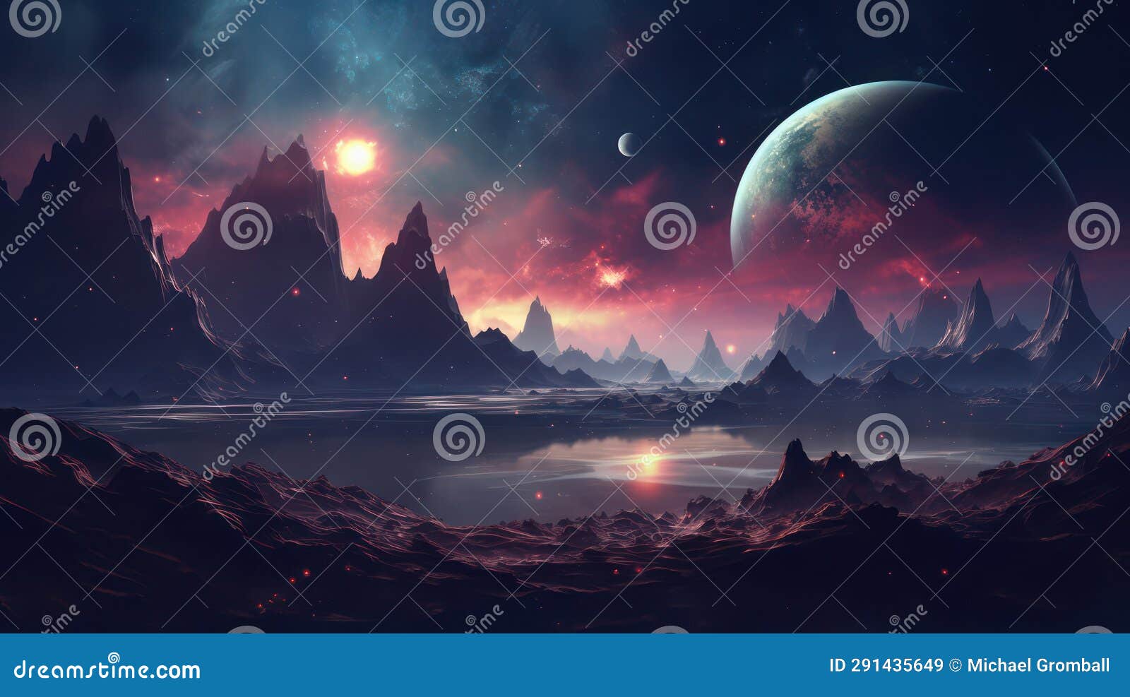 Fancy Space Background Created with Generative AI. Full Moon, Stars and ...