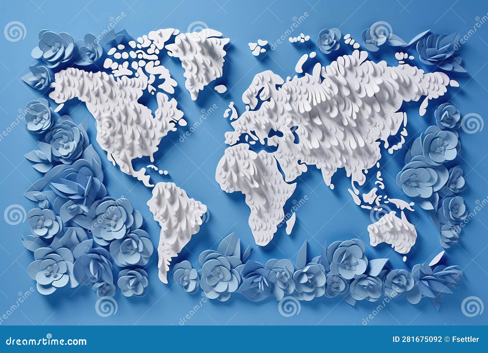 The Fancy Stylized World Map Executed in Style Quilling. Stock ...