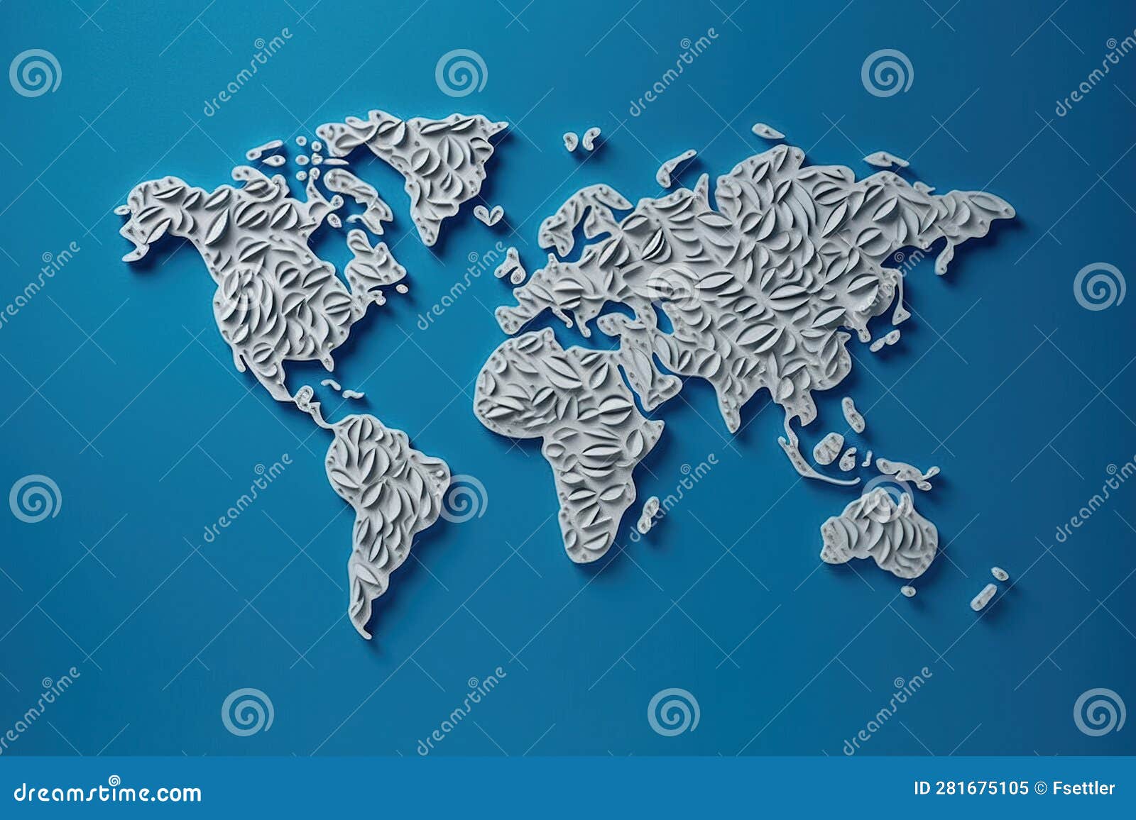 The Fancy Stylized World Map Executed In Style Quilling. Royalty-Free ...