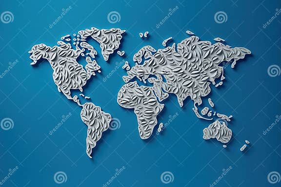 The Fancy Stylized World Map Executed in Style Quilling. Stock ...