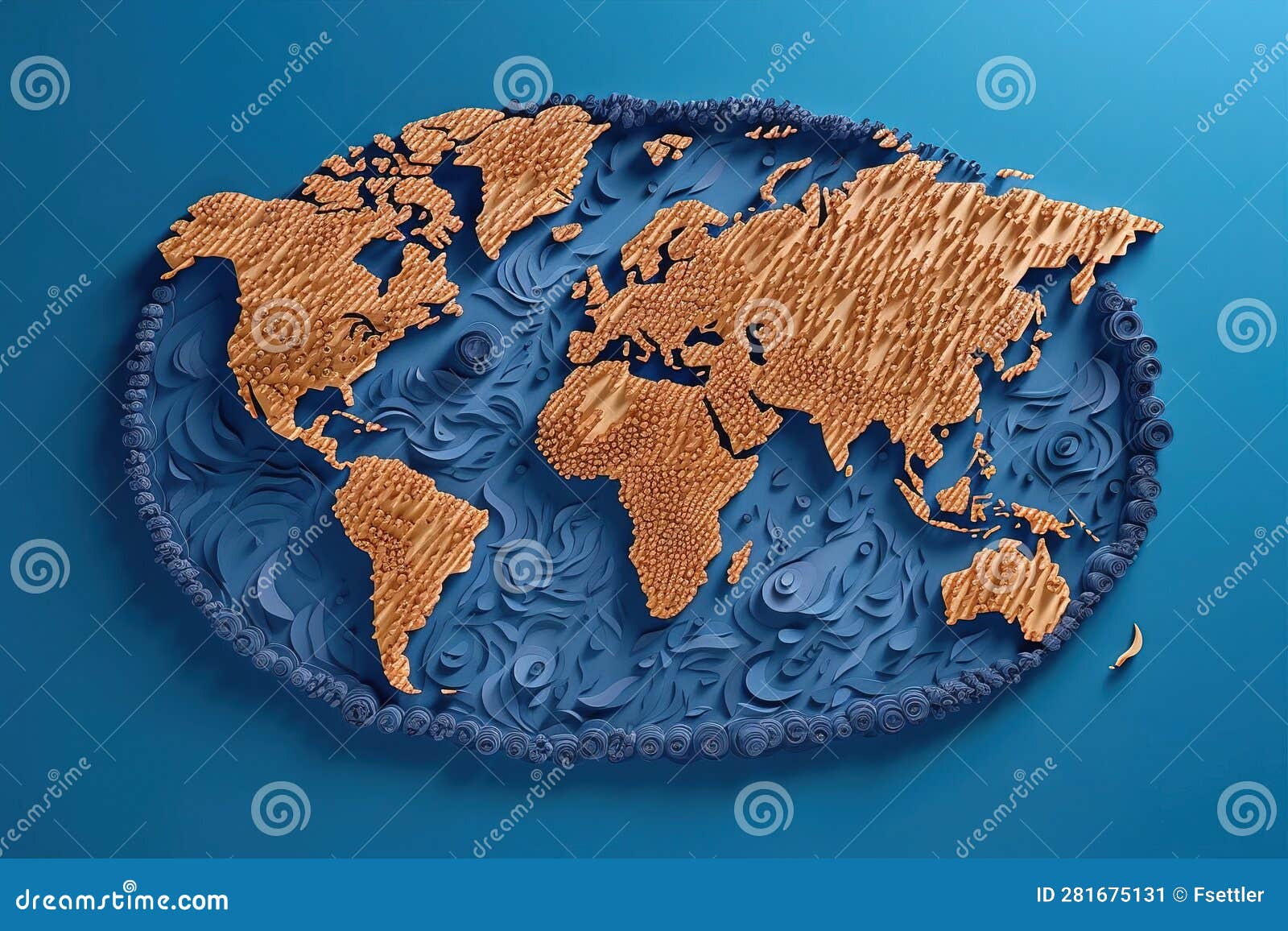 The Fancy Stylized World Map Executed in Style Quilling. Stock ...