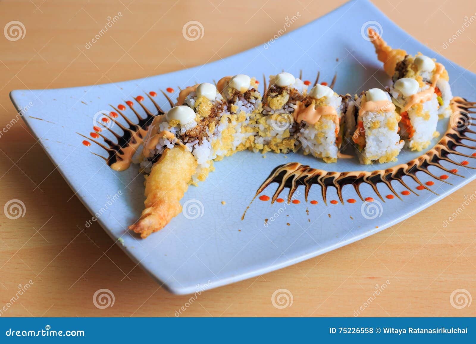 Fancy Sushi on Ceramic Plate Stock Photo - Image of kitchen, gourmet ...