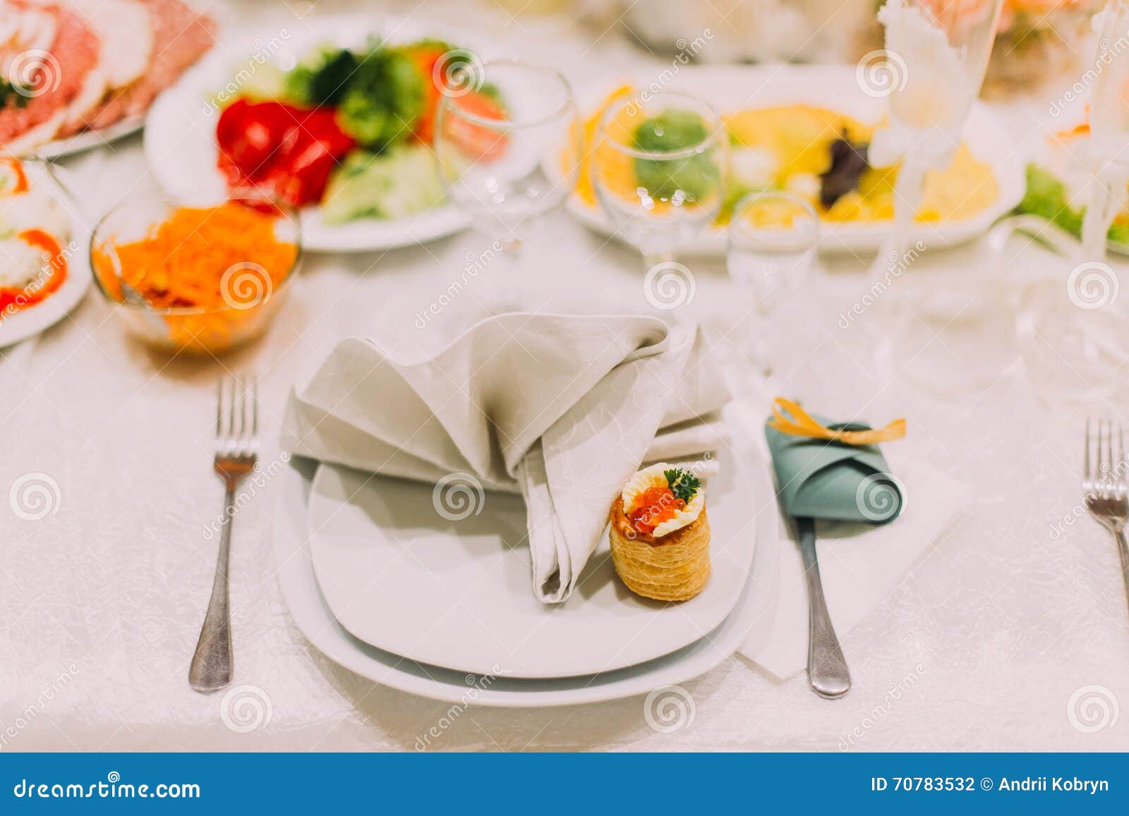 Fancy Table Set for Wedding or Another Catered Event Dinner Stock Photo ...