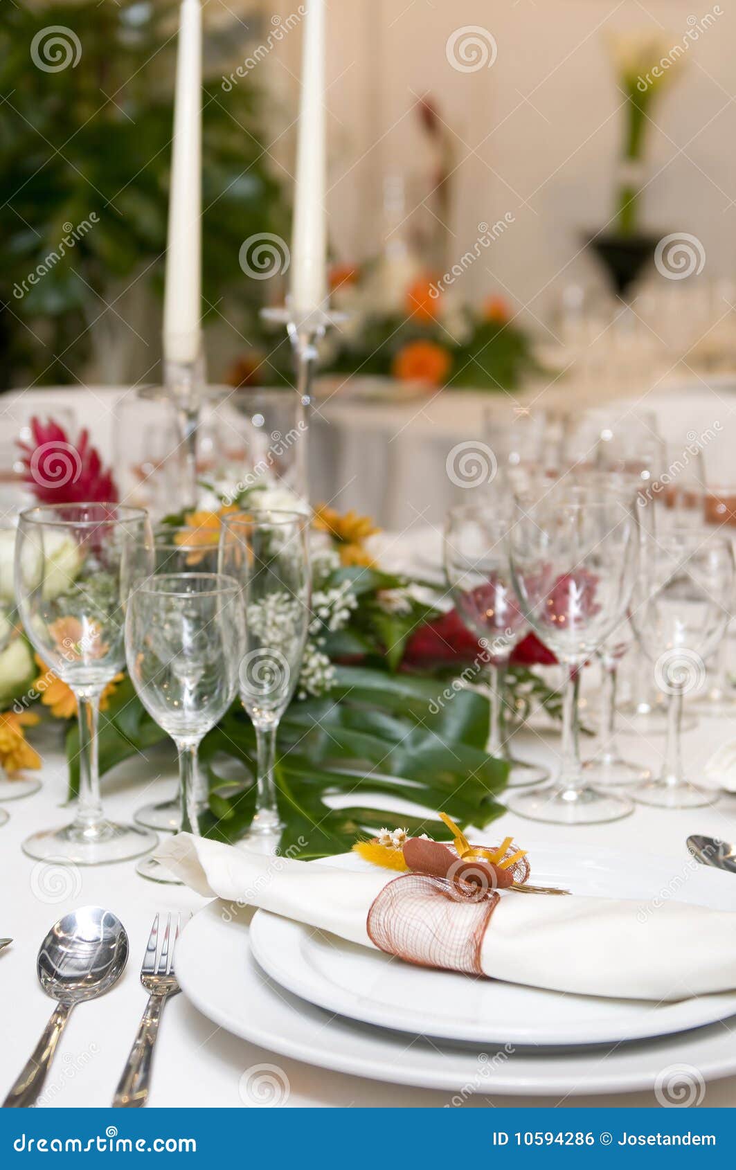 Fancy Table Set for a Wedding Celebration Stock Photo - Image of ...