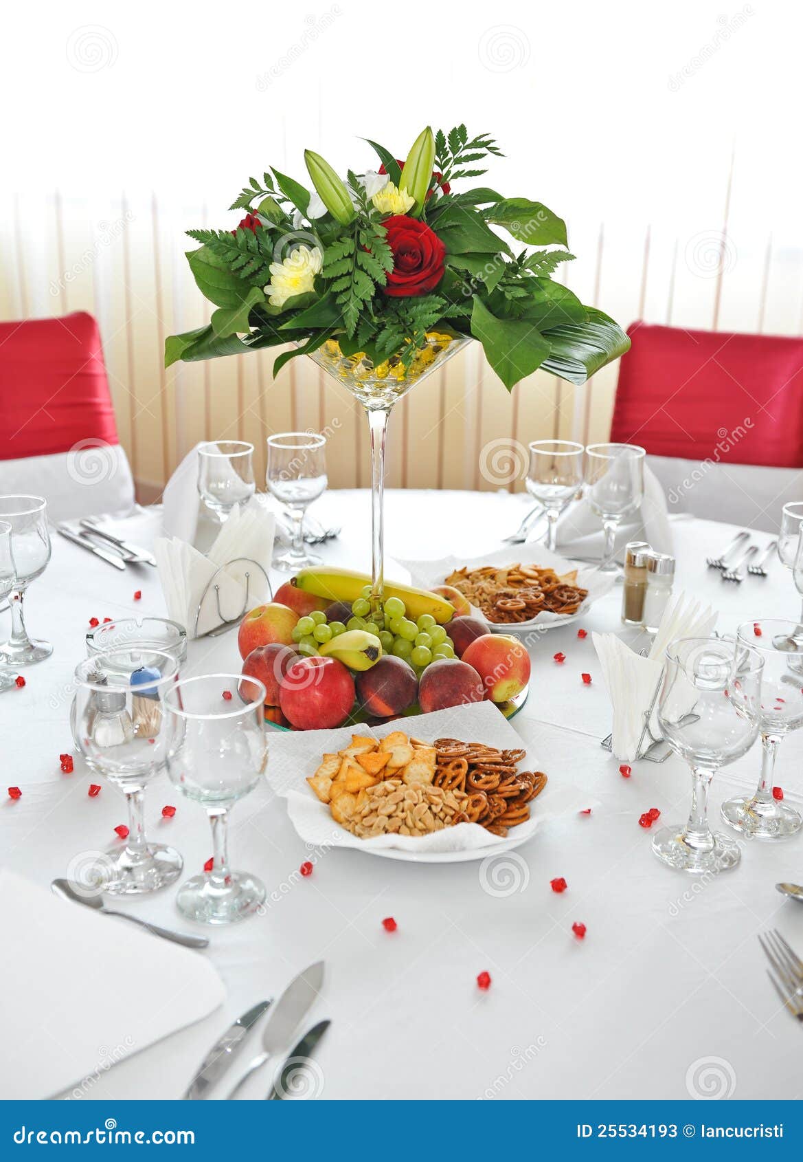 Fancy Table Set for a Wedding Celebration . Stock Image - Image of ...