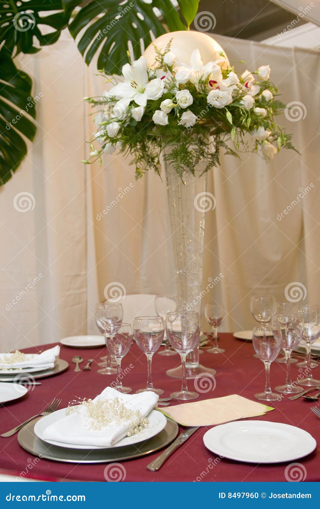Fancy Table Set for a Wedding Celebration Stock Photo - Image of plate ...