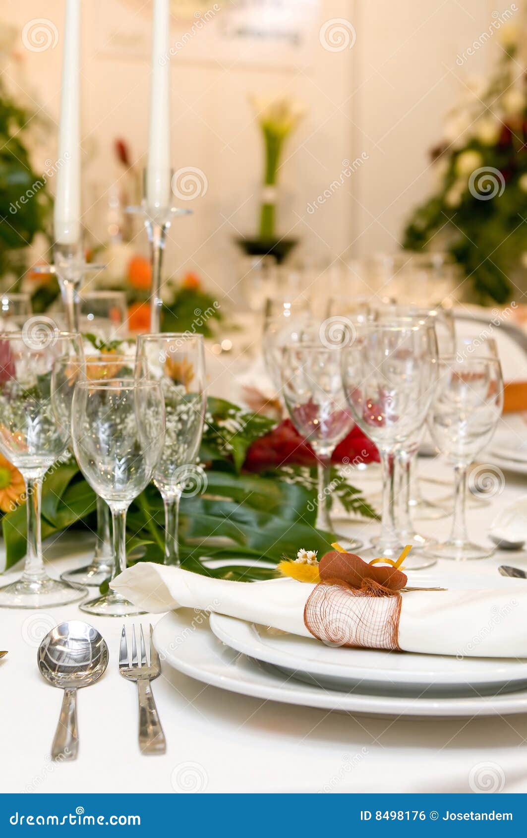 Fancy Table Set for a Wedding Celebration Stock Photo - Image of ...