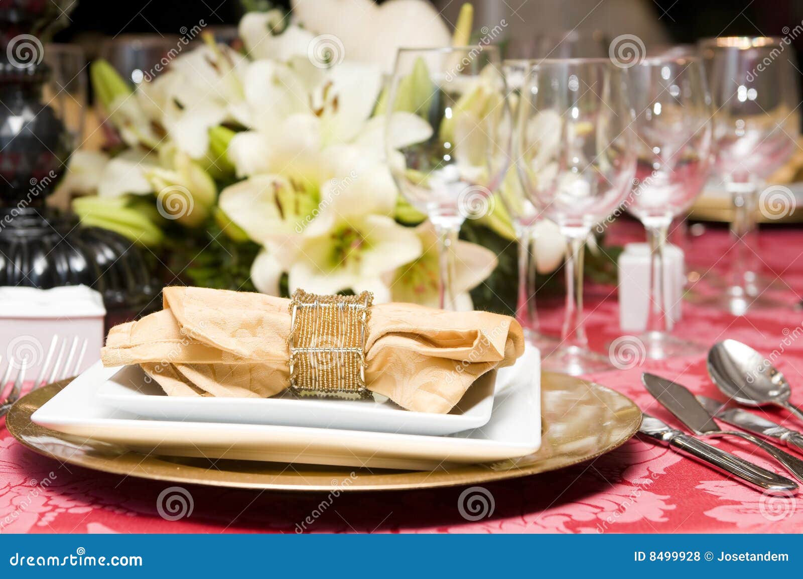 Fancy Table Set for a Wedding Celebration Stock Photo - Image of ...