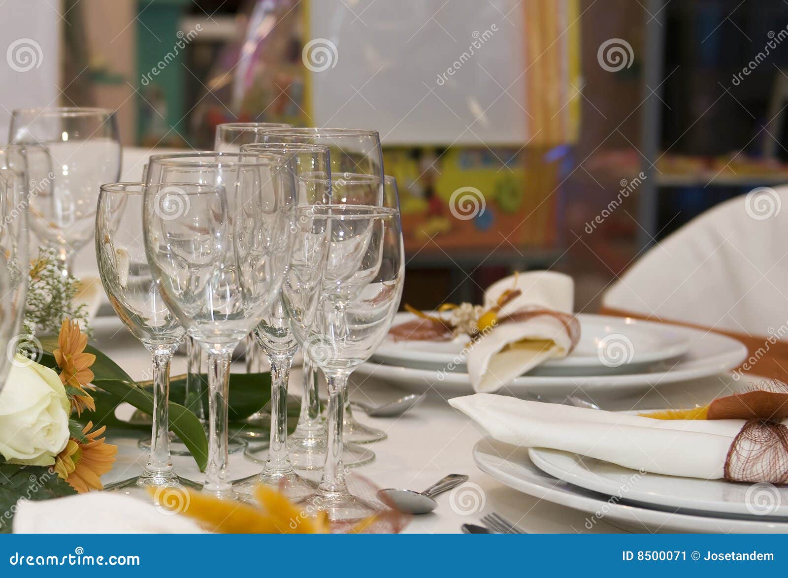 Fancy Table Set for a Wedding Celebration Stock Image - Image of event ...