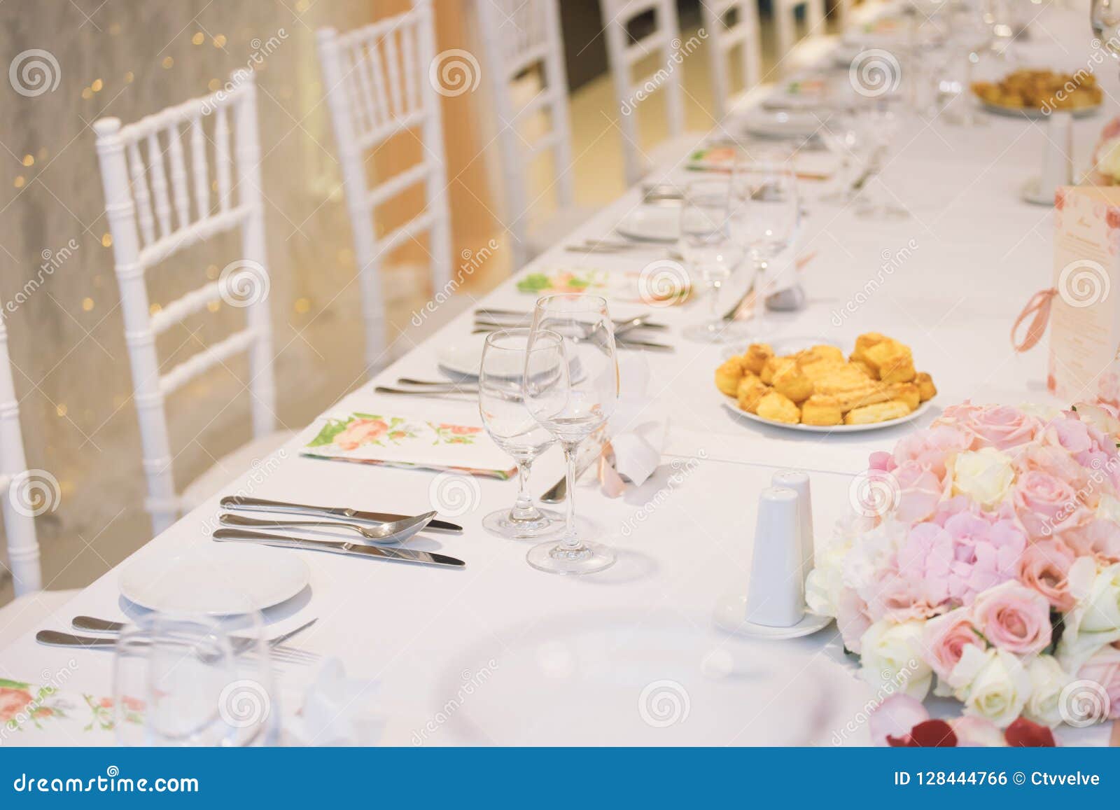 Fancy Table Set for a Wedding Dinner Stock Photo - Image of banquet ...