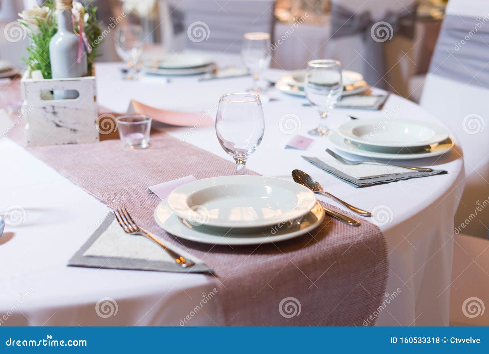 Fancy Table Set for a Wedding Dinner Stock Photo - Image of plate ...