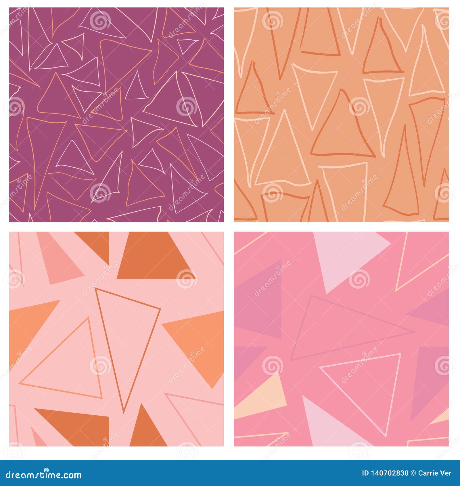 Fancy Triangle Feminine Textile Seamless Pattern Design Set Stock ...