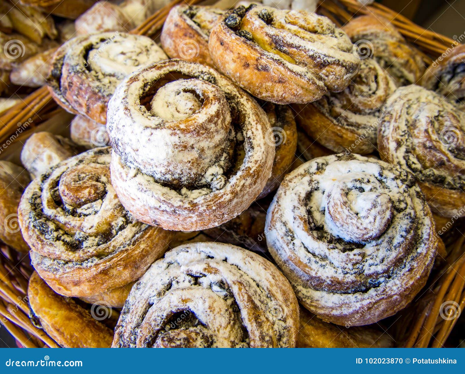Fancy Twisted Rolls in a Wicker Basket Stock Photo - Image of ruddy ...