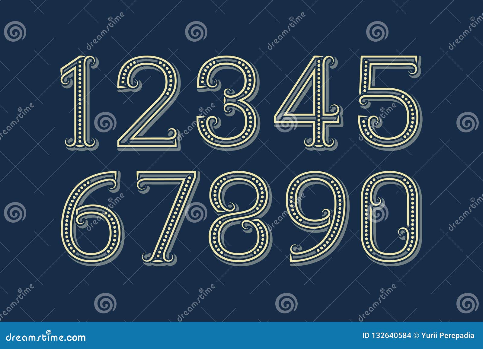 Fancy Vector Numbers in Patterned Retro Style Stock Vector ...