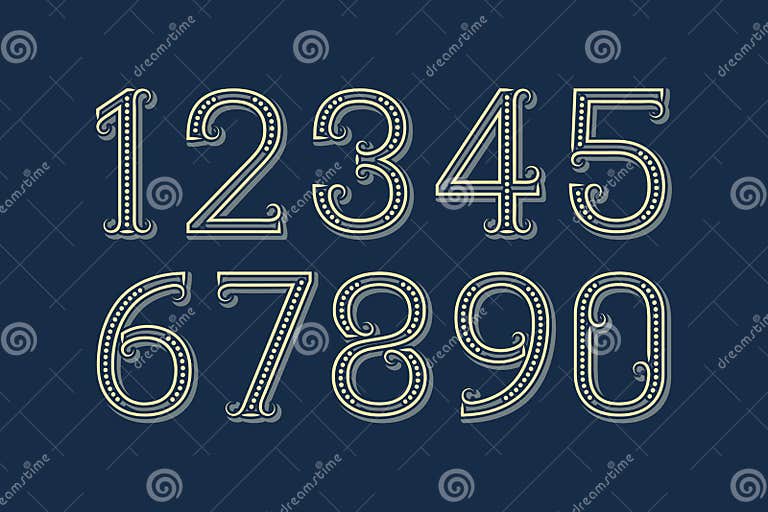 Fancy Vector Numbers in Patterned Retro Style Stock Vector ...