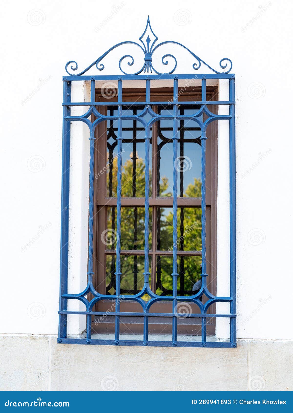 Fancy Window with Bars on it with Stucco Stock Image - Image of ...