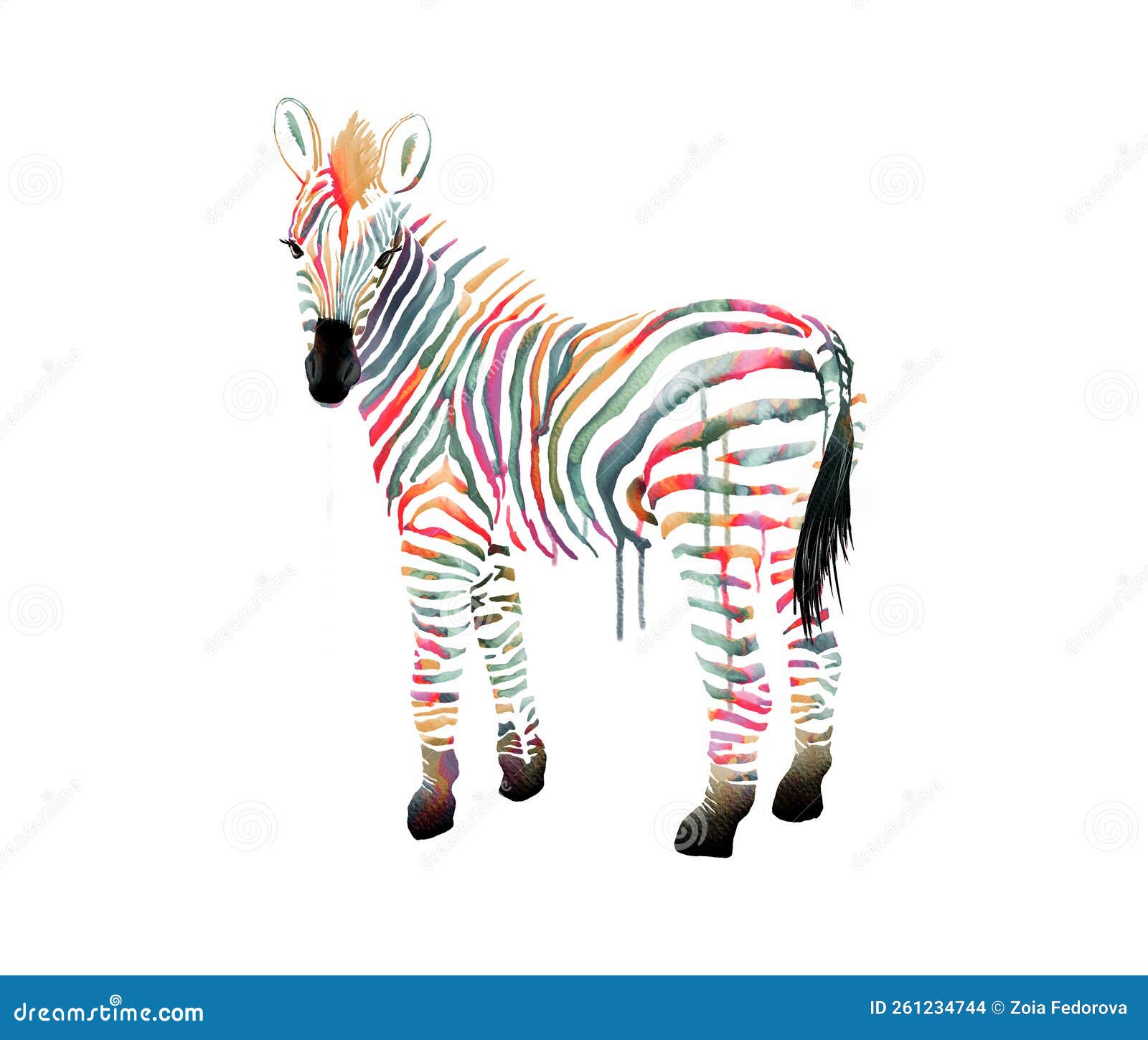 Fancy Zebra with Colorful Stripes Stock Illustration - Illustration of ...