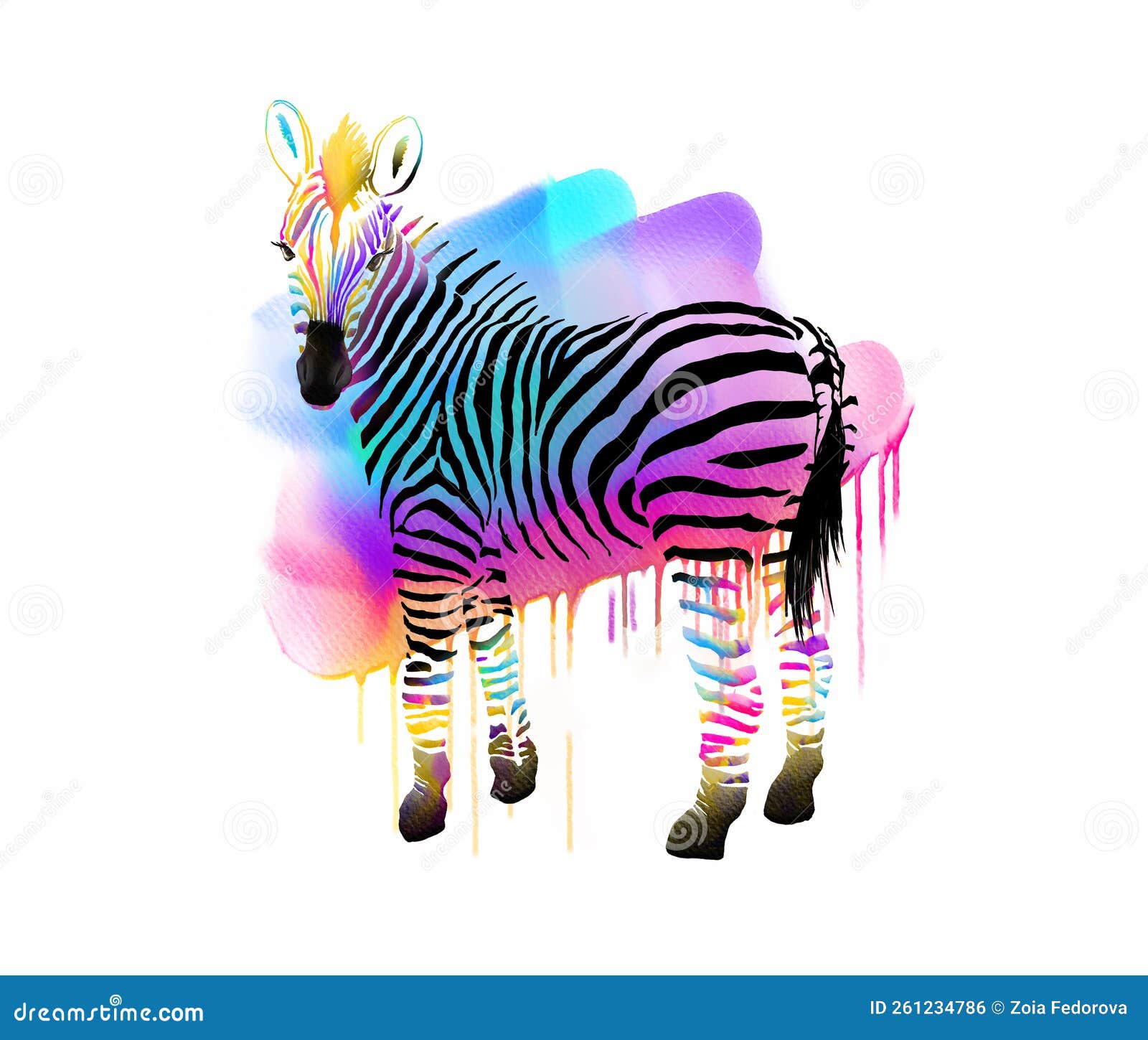 Fancy Zebra with Colorful Stripes Stock Illustration - Illustration of ...