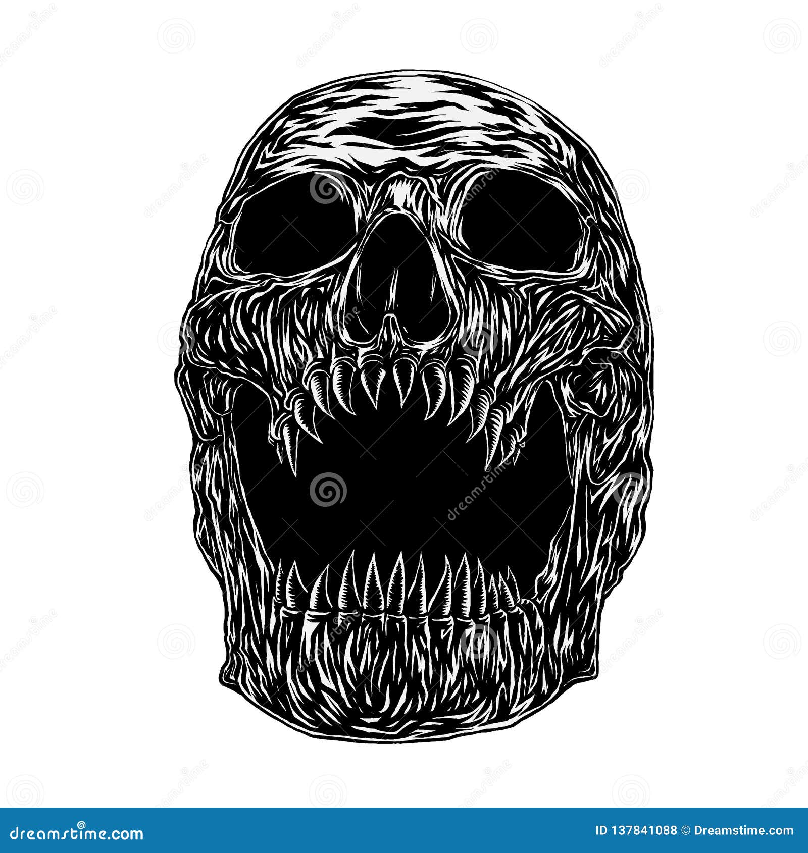 The Fang Skull, Illustration Vector Stock Vector - Illustration of horn ...