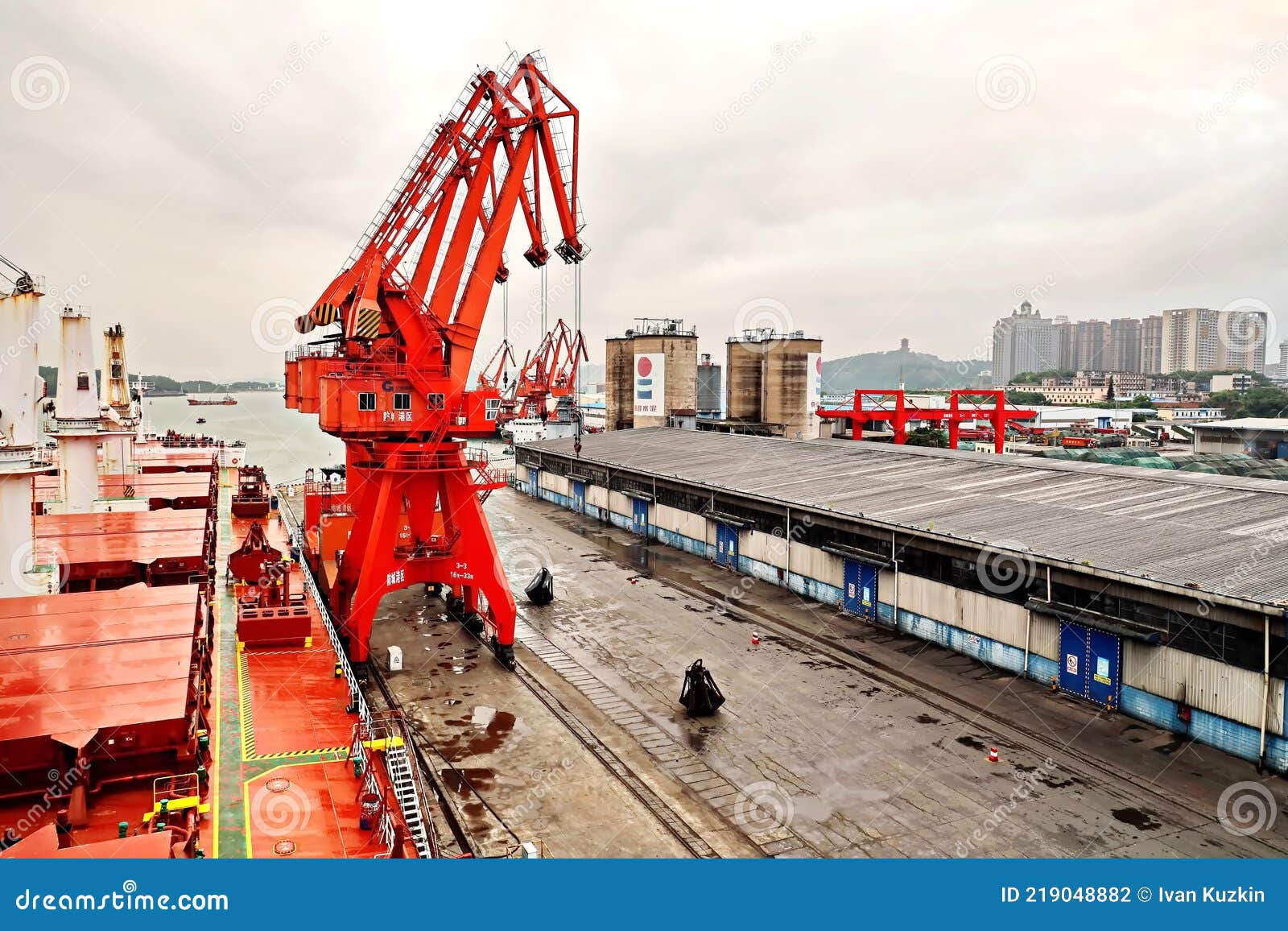 Fangcheng, China, September,30,2020. Cargo Terminal for Unloading Bulk ...