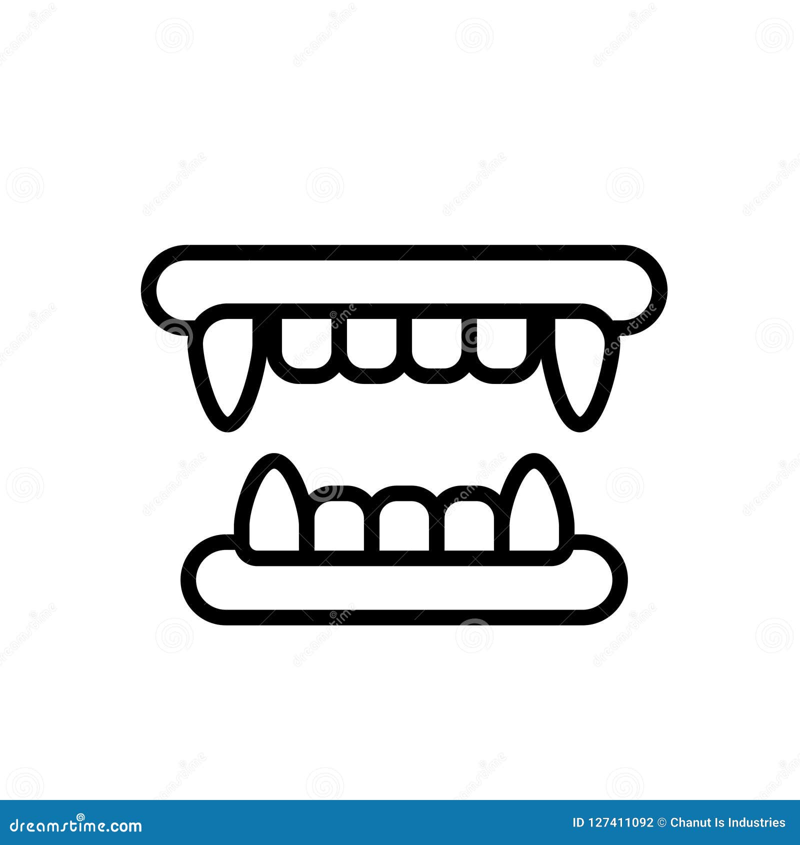 Fangs Line illustration stock vector. Illustration of vampire - 127411092