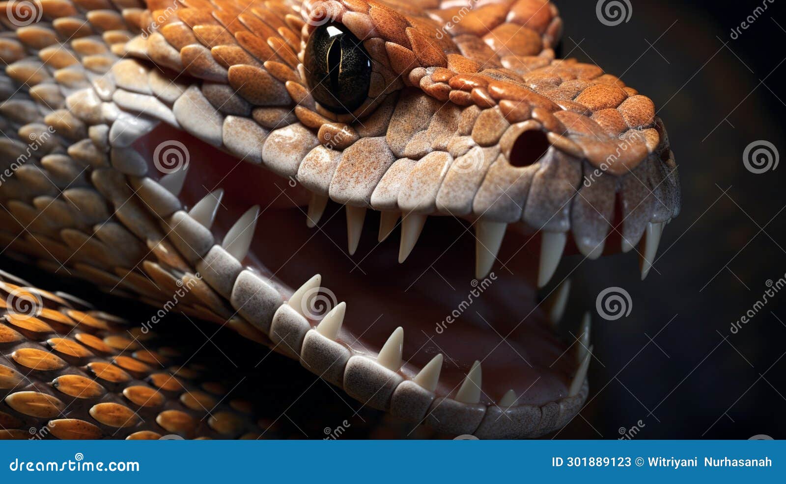 The Fangs of a Venomous Bush Viper Snake. Generative AI Stock Image ...