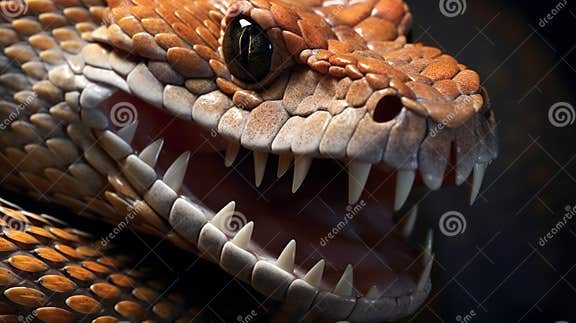 The Fangs of a Venomous Bush Viper Snake. Generative AI Stock Image ...