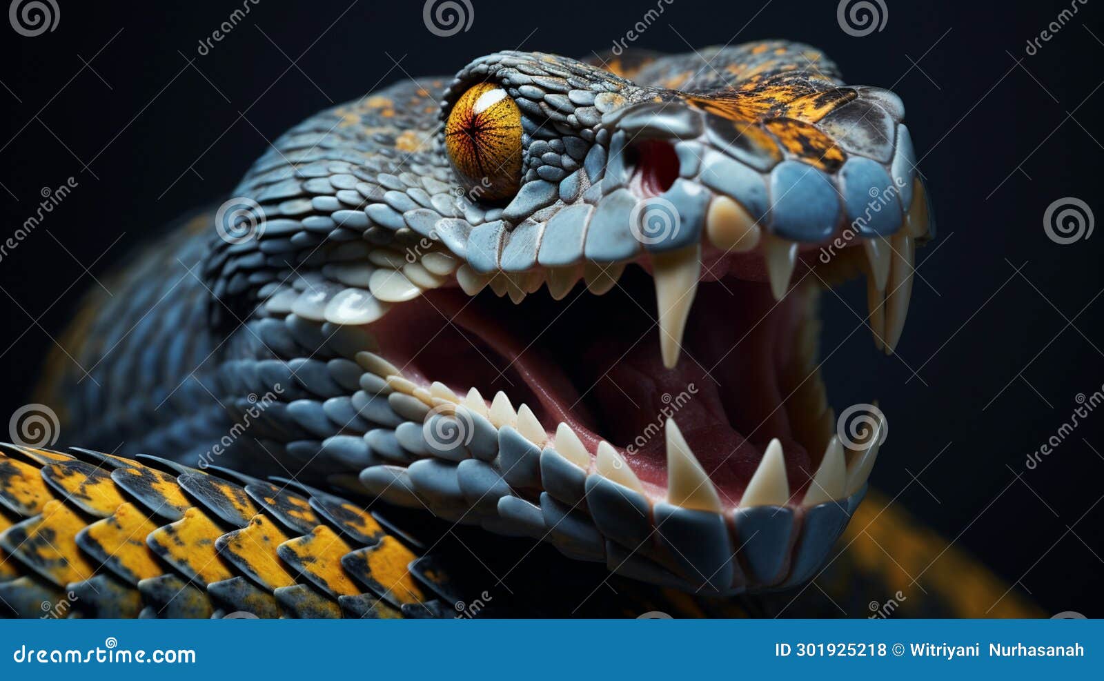 The Fangs of a Venomous Bush Viper Snake. Generative AI Stock ...