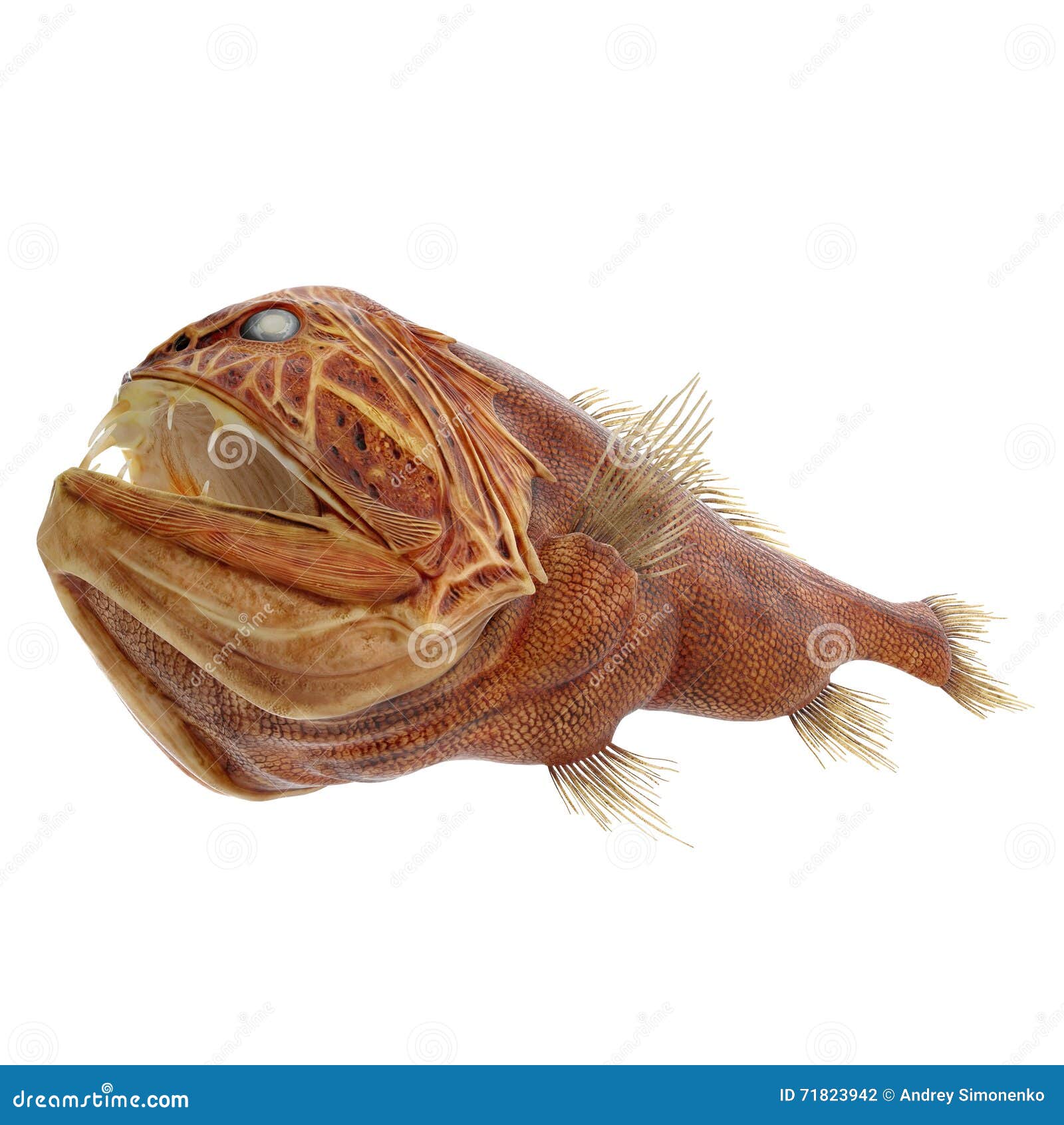 Fangtooth Fish Isolated On White 3D Illustration Stock Illustration ...