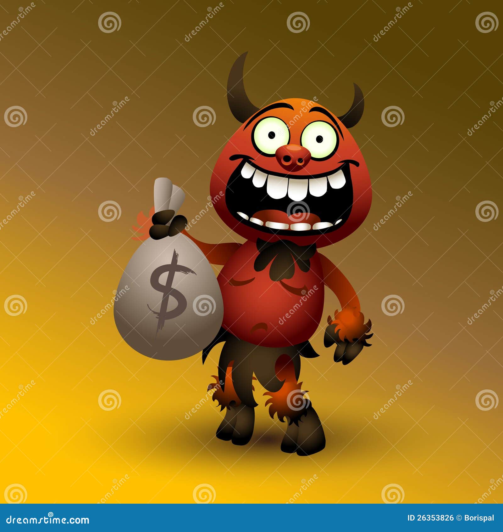 Fanny Red Devil with Money. Stock Vector - Illustration of businessman ...