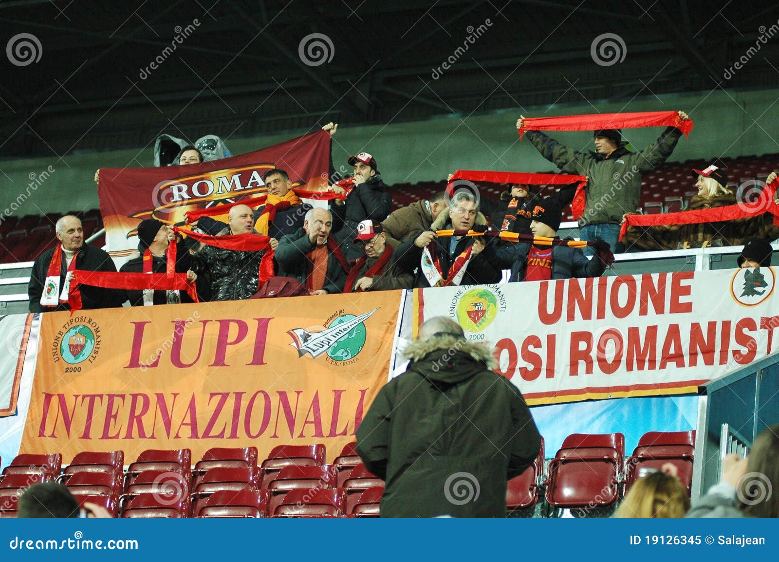 Fans of AS Roma at a match editorial image. Image of team - 19126345