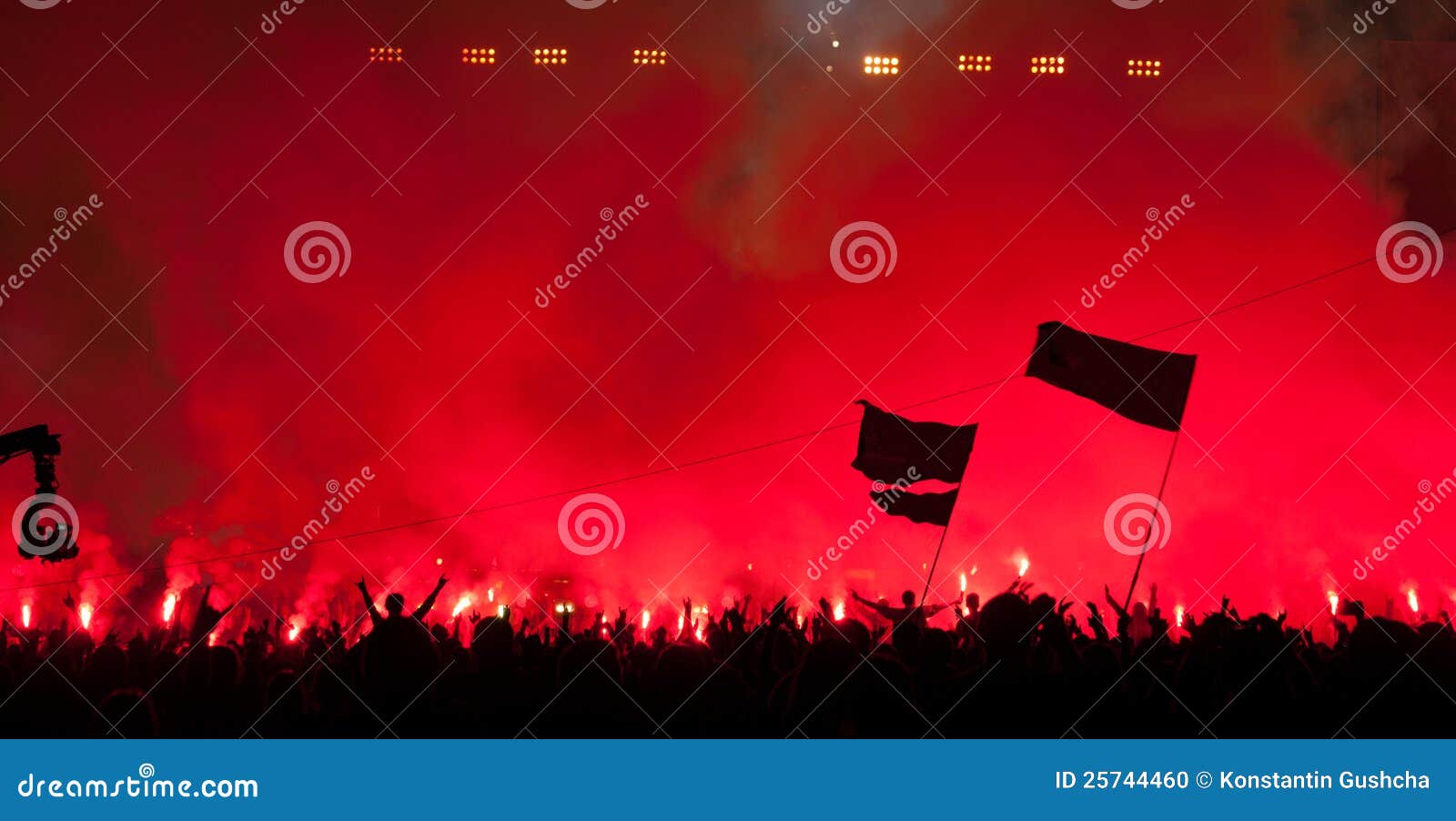 Fans Burn Flares at Rock Concert Stock Photo - Image of performance ...