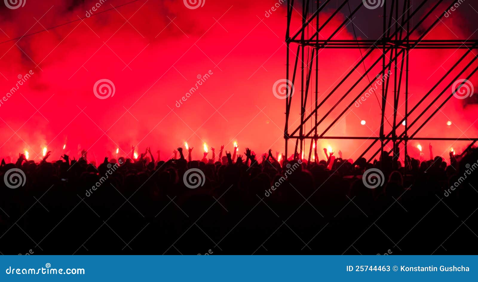 Fans Burn Flares at Rock Concert Stock Image - Image of dark, dance ...