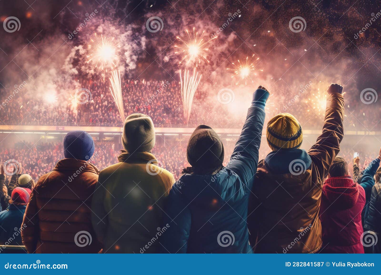 Fans Celebrating Goal. Generate AI Stock Illustration - Illustration of ...