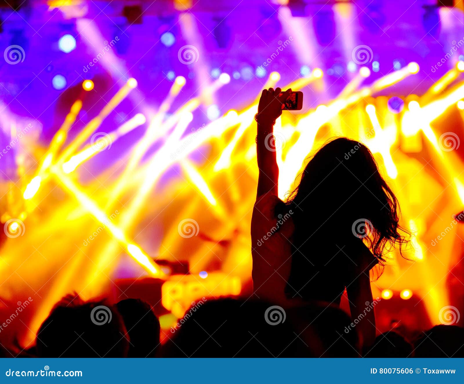 Fans Cheering at Open-air Live Concert. Stock Photo - Image of festival ...