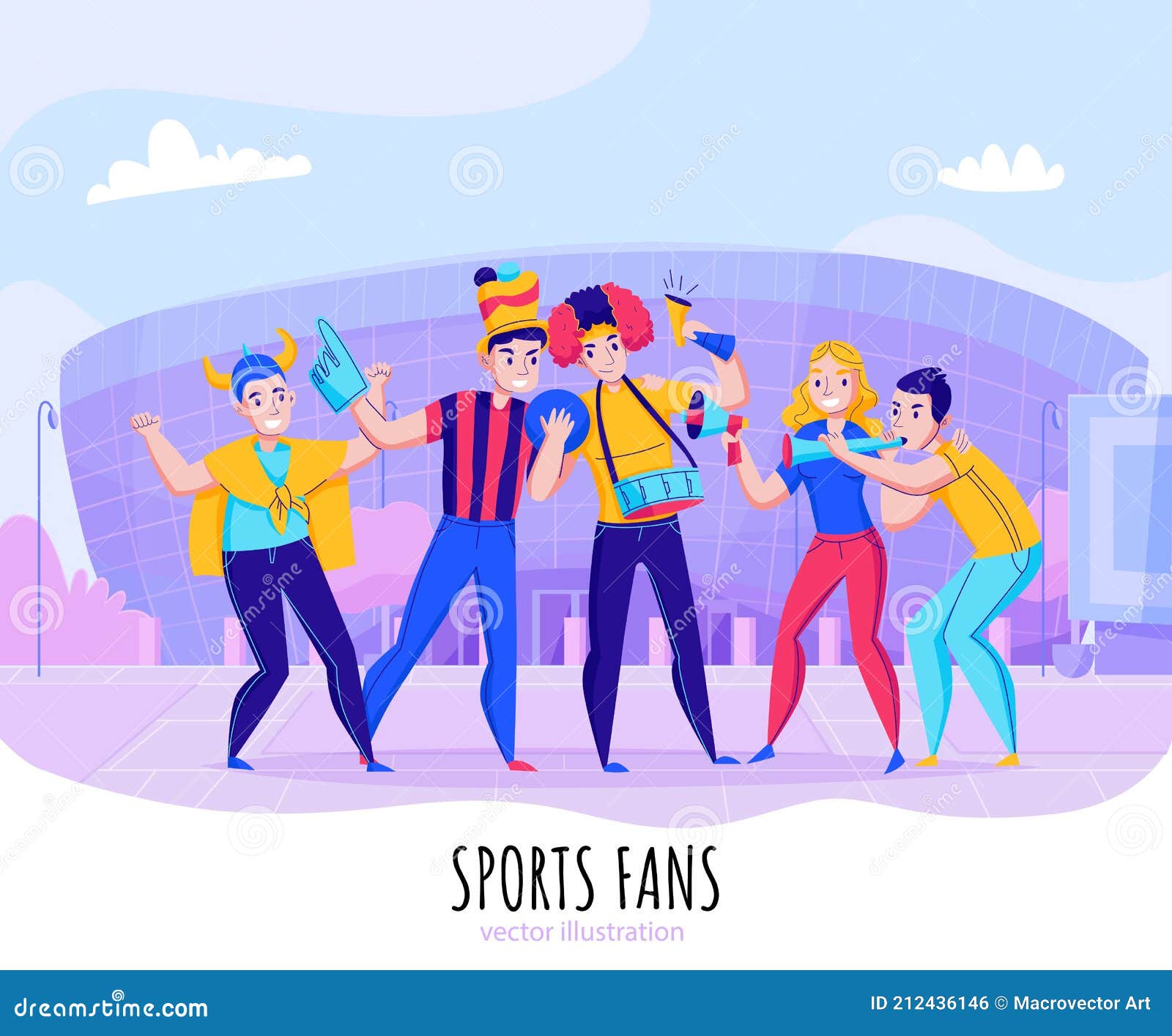 Fans Cheering Team Composition Stock Vector - Illustration of friend ...